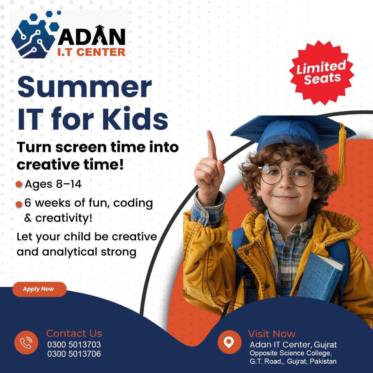 Summer IT Courses for Kids in Gujrat – Adan IT Center - Adan IT Center