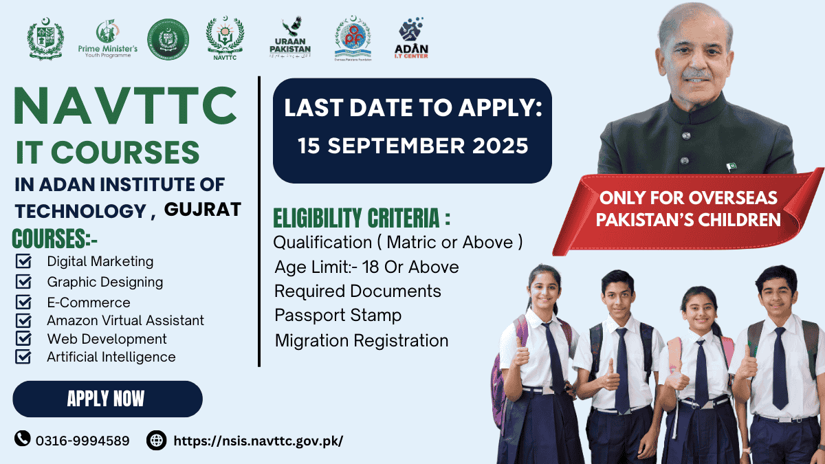 NAVTTC Free IT Courses for Overseas Pakistanis’ Children 2025 - Adan IT ...